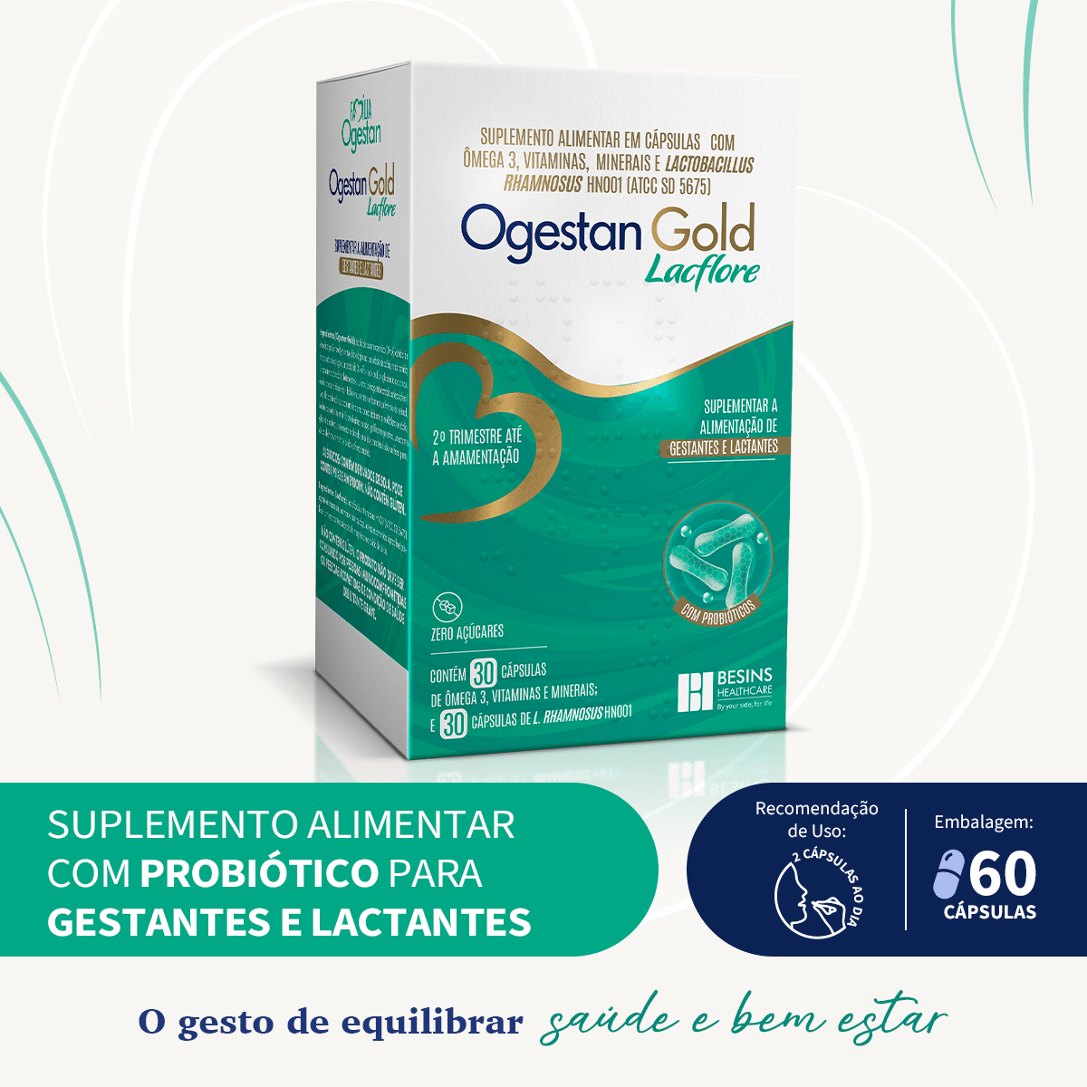 Ogestan Gold Lacflore: Suplemento para Gestantes com Ômega-3 Vegetal ...