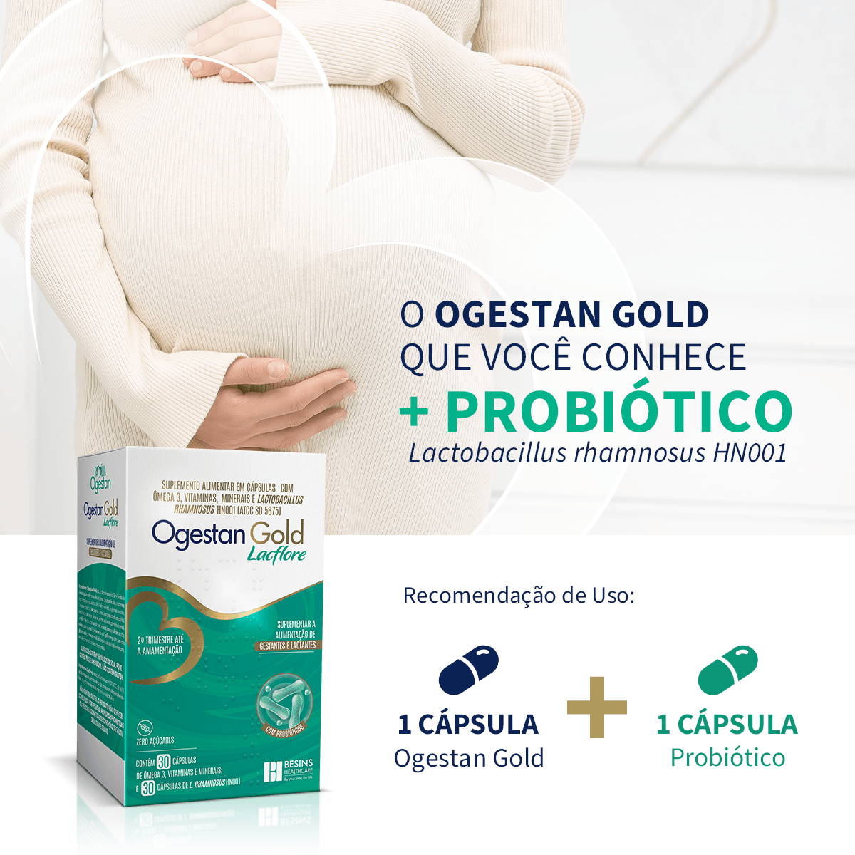 Ogestan Gold Lacflore: Suplemento para Gestantes com Ômega-3 Vegetal ...