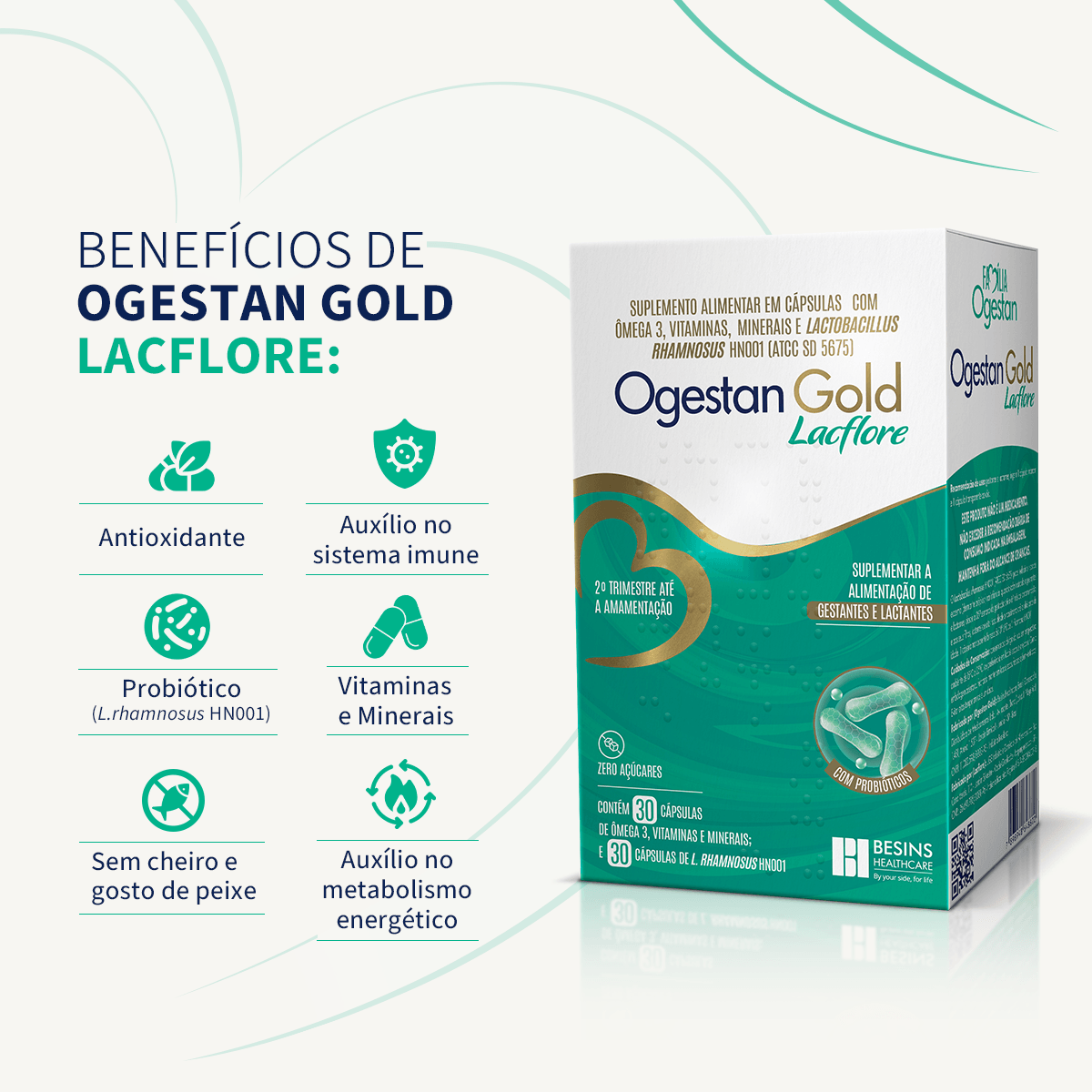 Ogestan Gold Lacflore: Suplemento para Gestantes com Ômega-3 Vegetal ...