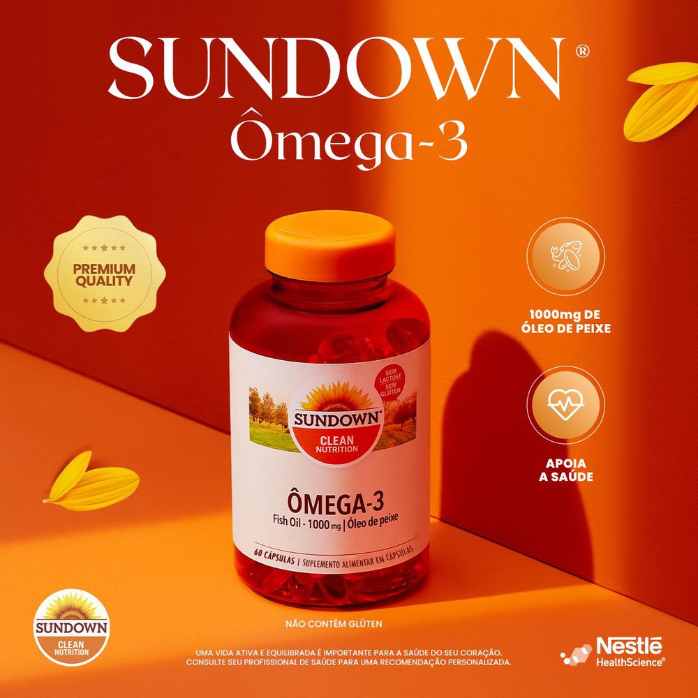 Ômega 3 Sundown 1000mg 60 cápsulas – Suplemento de Óleo de Peixe ...