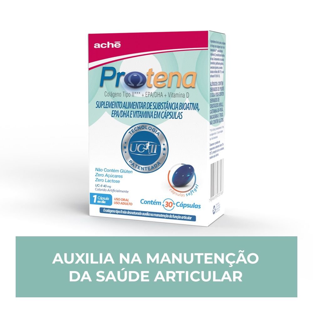 Protena Ache Colágeno Tipo II com Vitamina D e Ômega 3 – 30 cápsulas ...