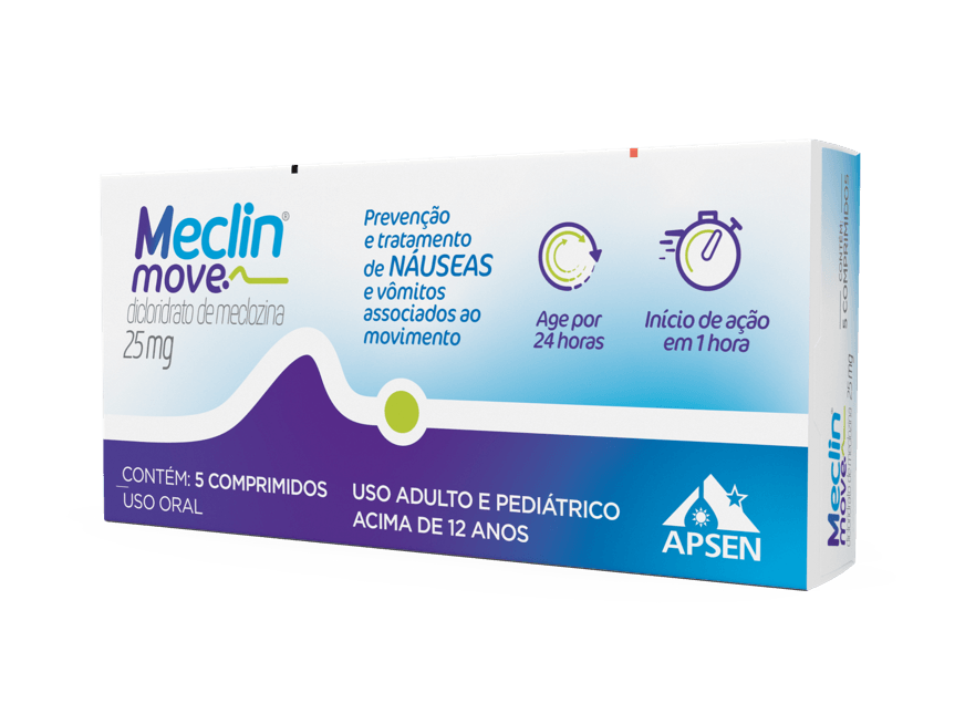 Meclin Move 25mg Dicloridrato de Meclozina - 5 Comprimidos - Drogaria ...