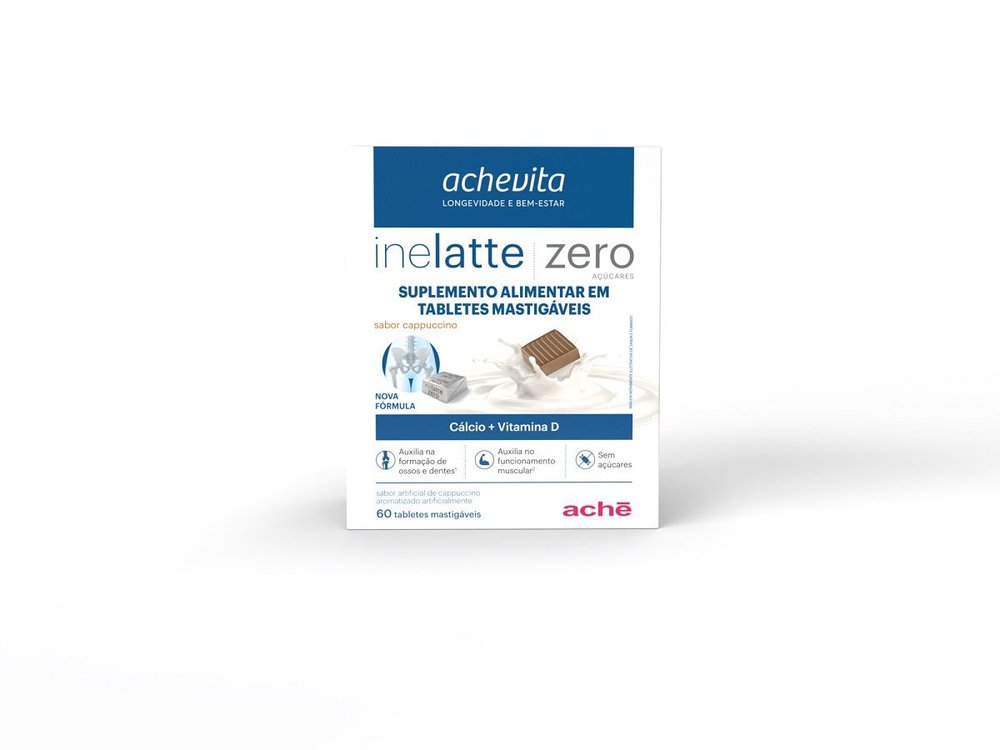 Inelatte Aché Cappuccino Zero 60 Tabletes Cálcio e Vitamina D ...