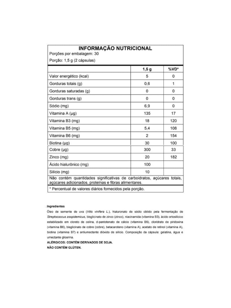 Hyaluronic Hair Vitafor 500Mg 60 Caps - Drogarias Tamoio