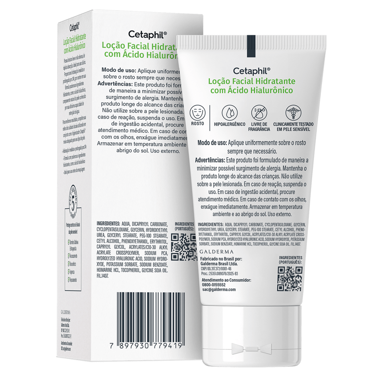 Loção Facial Hidratante Ácido Hialurônico Ultraleve 50ml Cetaphil ...