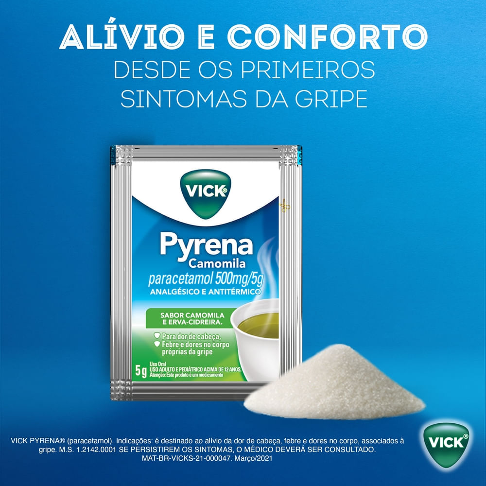 Chá Vick Pyrena Camomila e Erva-Cidreira 500mg Vick 1 env 5g ...